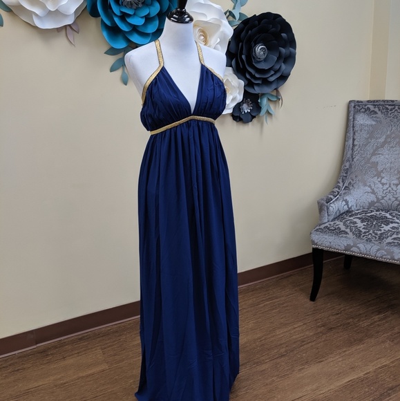 Dresses | Blue Greek Goddess Dress Gown Stretchy | Poshmark